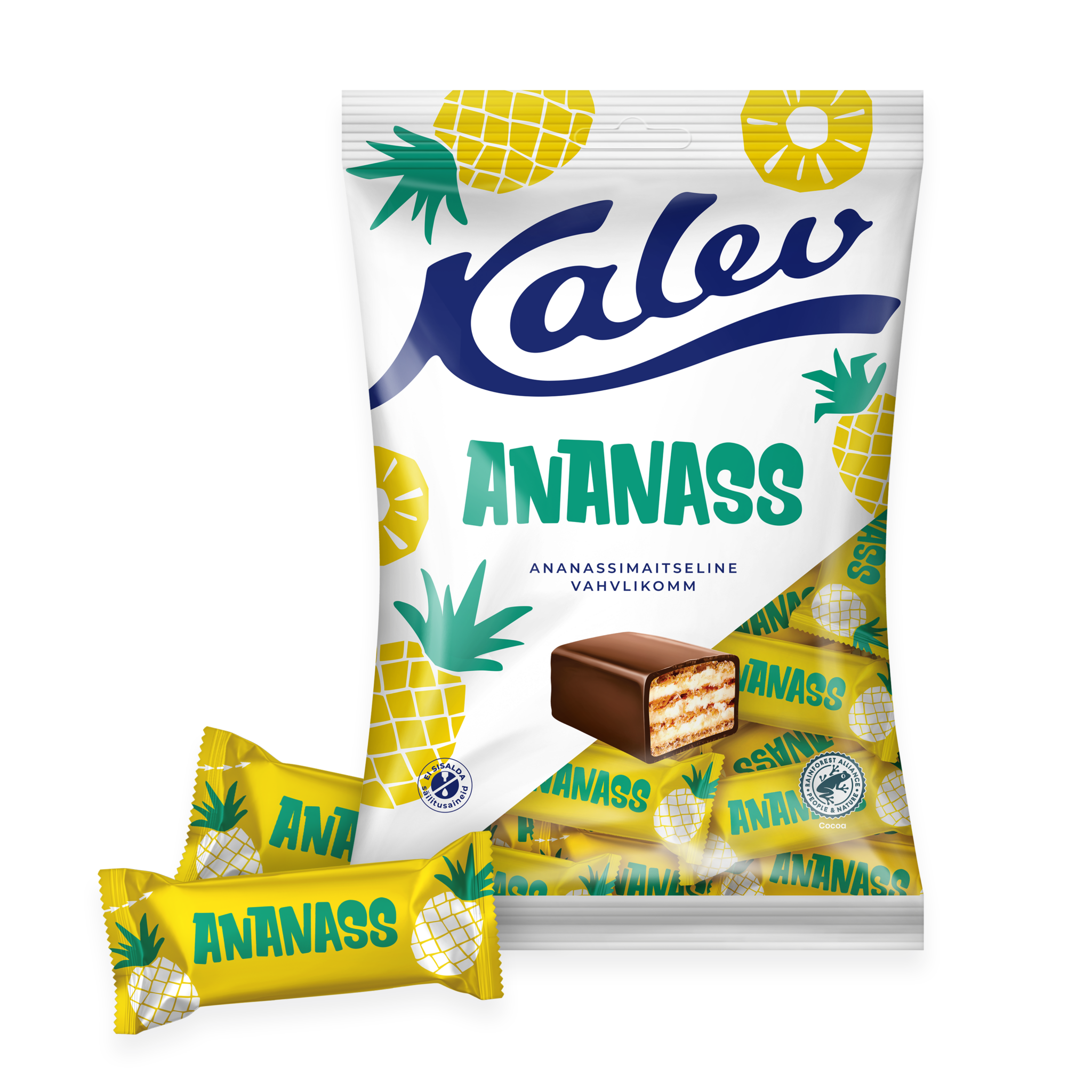 Kalev Ananass ananassimaitselised vahvlikommid 150g - Orkla pood