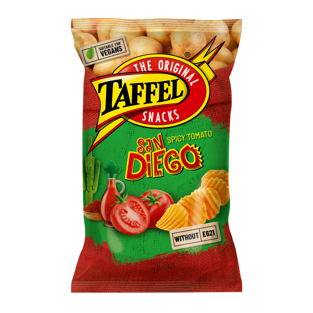 Taffel San Diego spicy tomato-flavoured potato chips 75g - Orkla pood