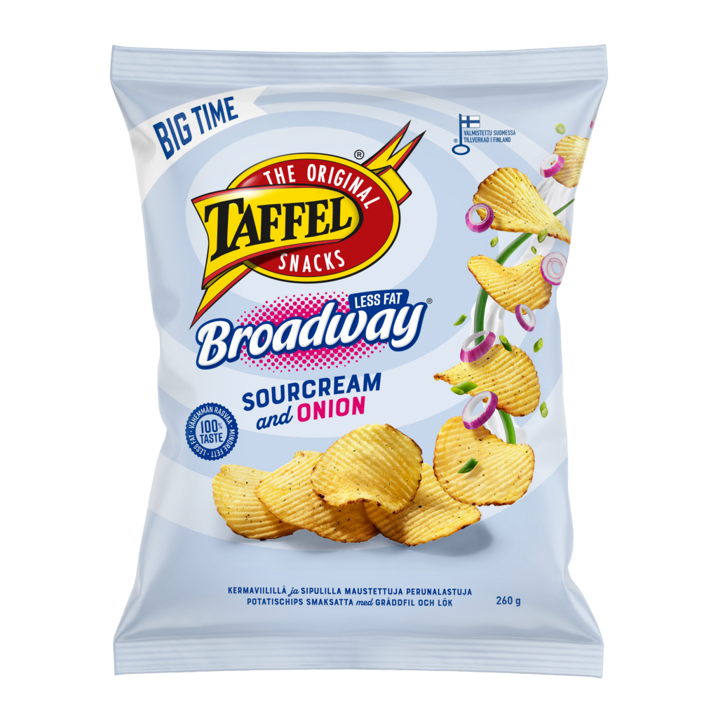 Taffel Broadway Less Fat sour cream- and onion-flavoured potato chips ...