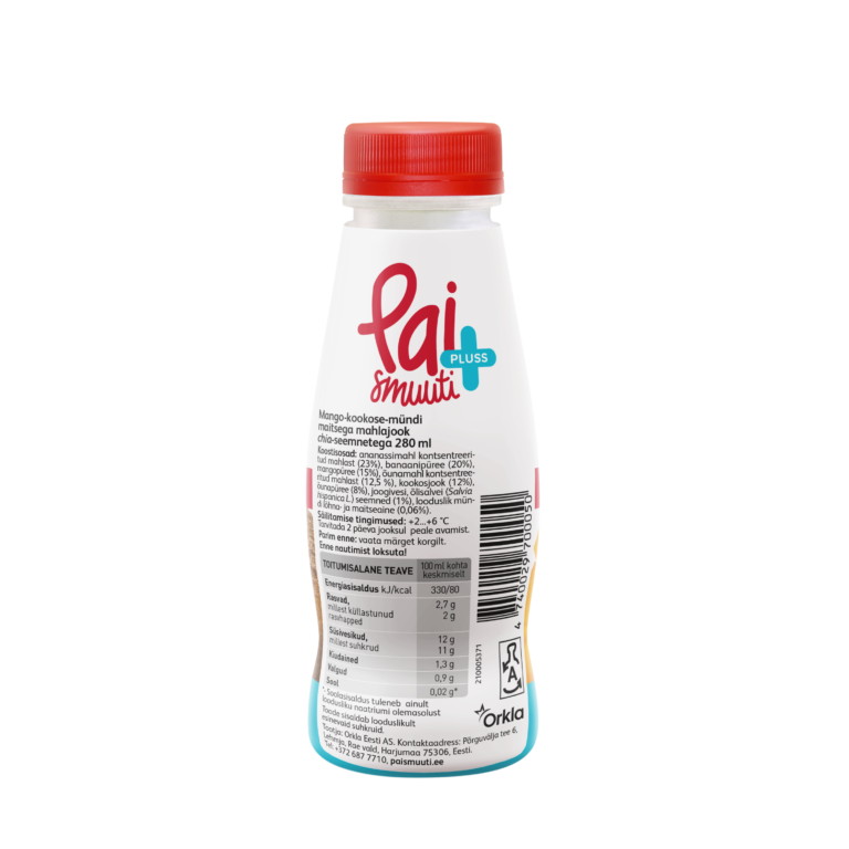 Pai+ Mango-kookose-mündi smuuti chia-seemnetega 280ml - Orkla pood